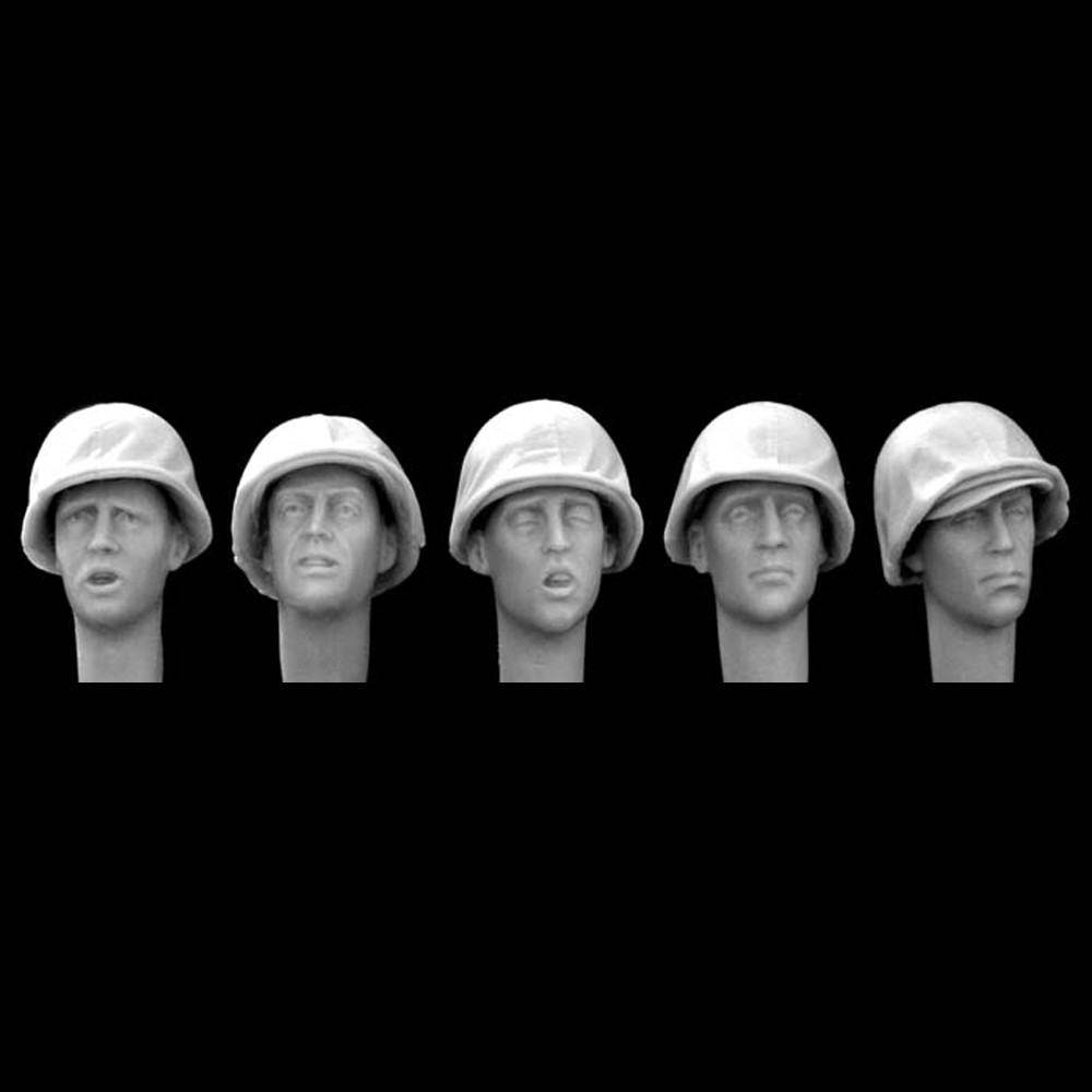 1/35 5 heads with USMC early type M1/cover, Resin Model figure soldier ...