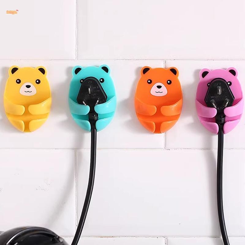 Sweet 4Pcs Wall Storage Hook Bear Plug Punch-Free Power Plug Socket ...