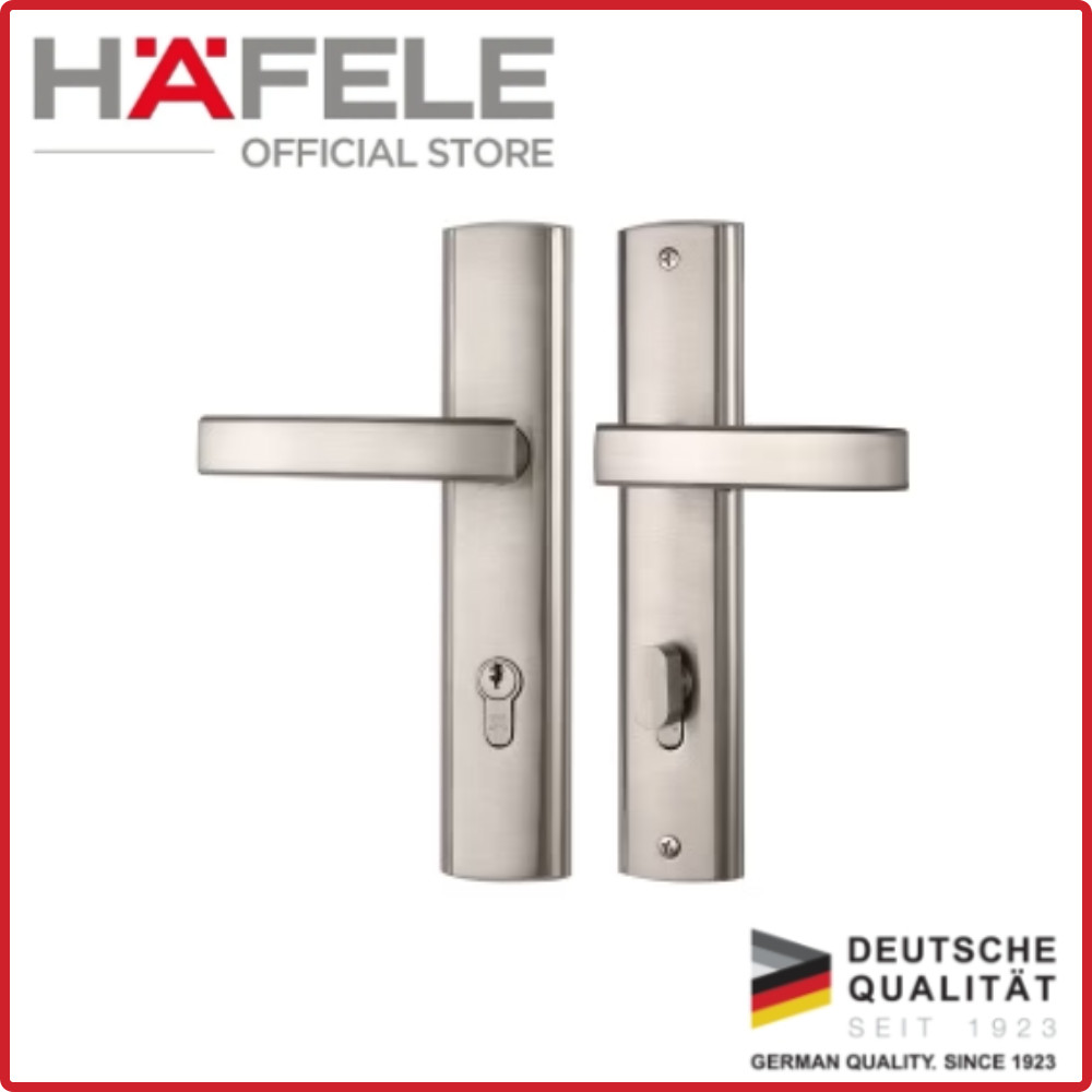 Hafele Lever Handle Set with Mortise Lock And Profile Cylinder Satin ...