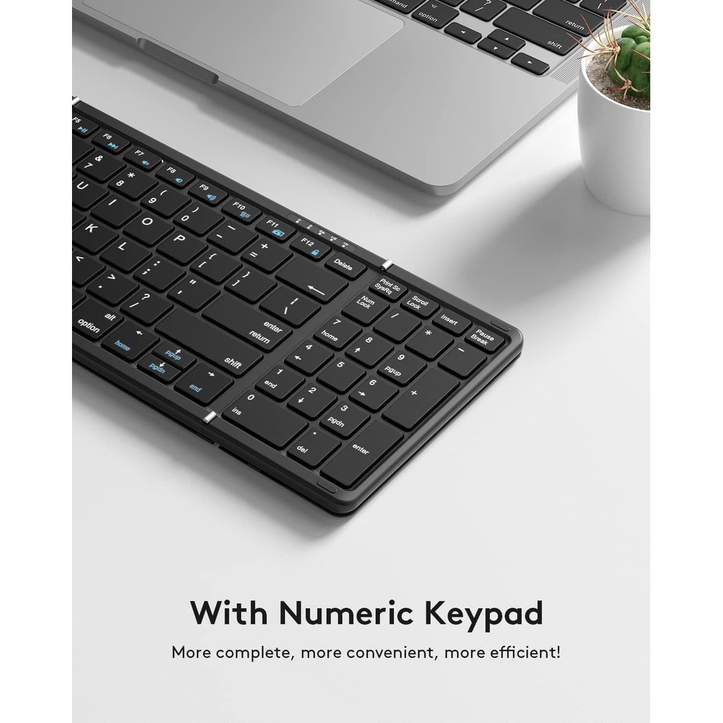 Jomaa Foldable Bluetooth Keyboard with Numeric Keypad Full Size ...