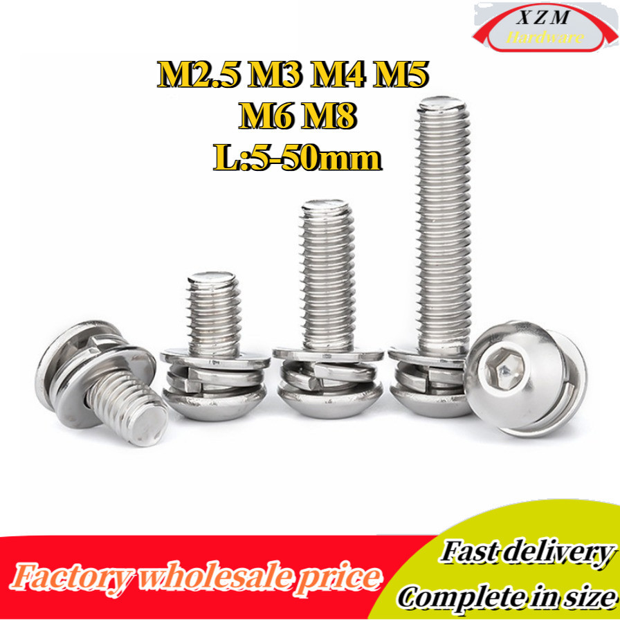 304 Stainless Steel Round Head Hexagon Socket Combination Screw Screw ...
