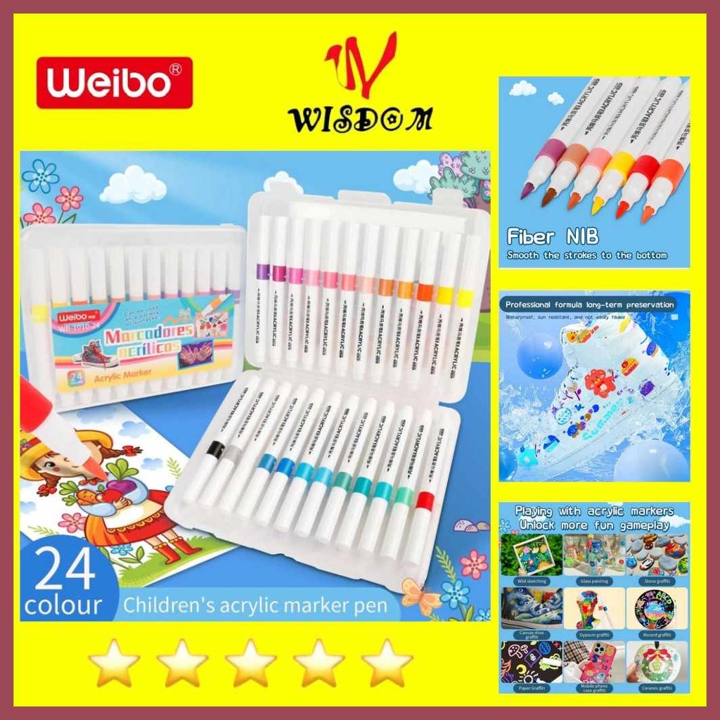 WISDOM%lu!WEIBO)g)WB-1010-24)q>ACRYLIC)C>MARKER)S>PEN)VI>24COLORS ...