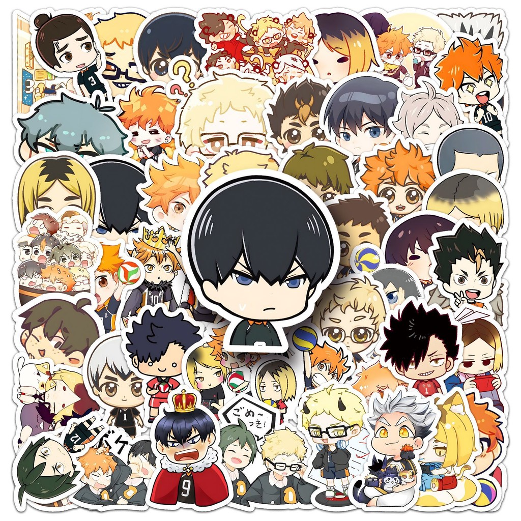 50pcs Haikyuu Chibi Stickers Set - Volleyball Anime Doodle Decals for ...