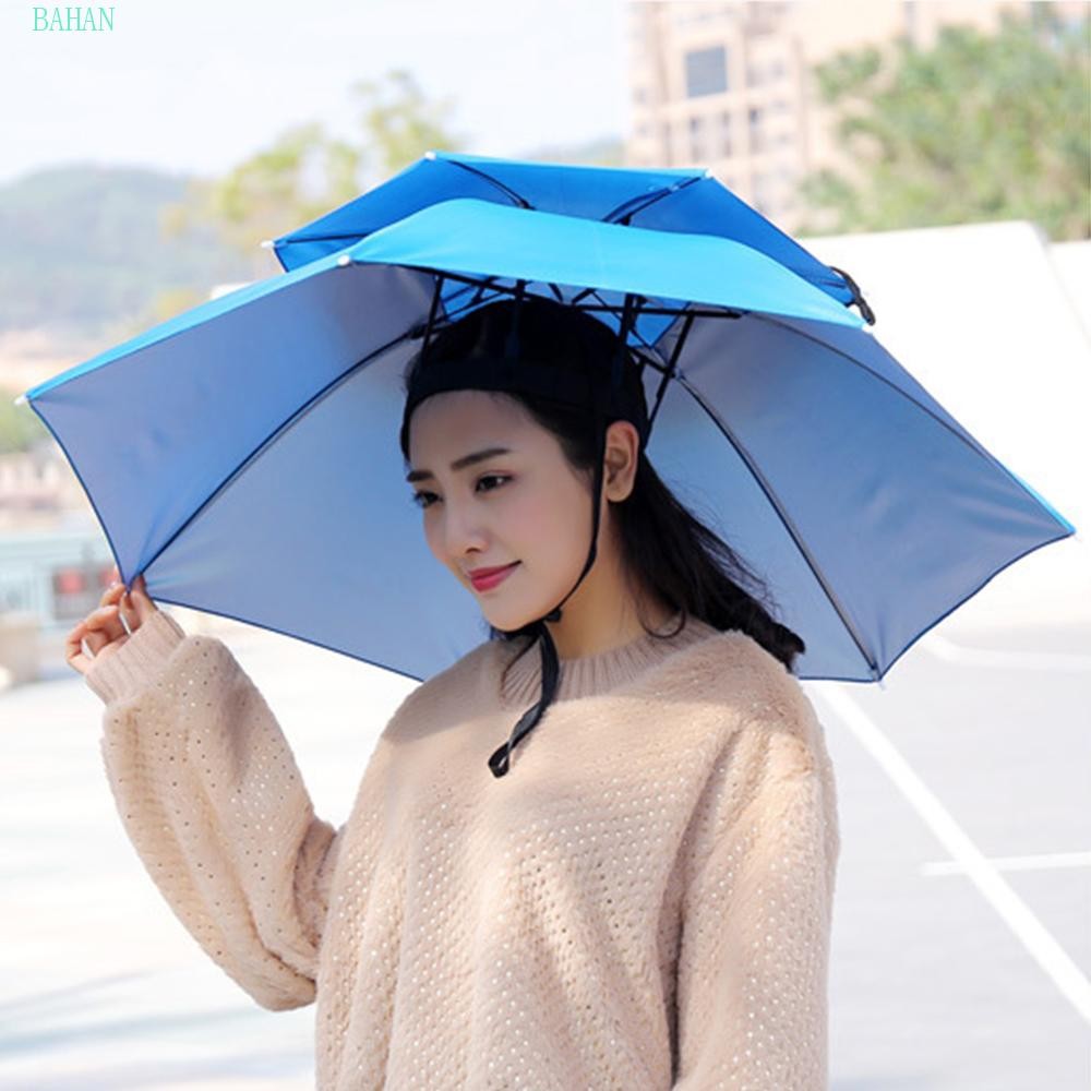 BAHAN Fishing Umbrella Hat, Rain Sun Shade Double-layer Windproof ...