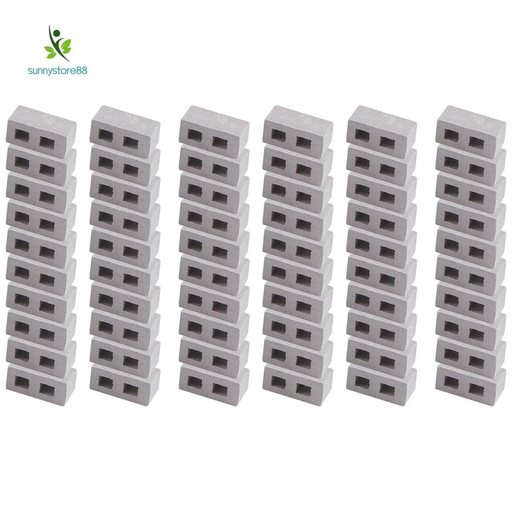 60 Packs Cinder Blocks 1/12 Scale Mini Bricks Concrete Miniature Bricks ...