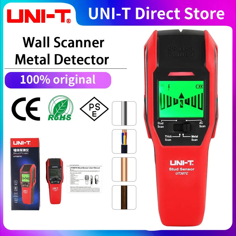 UNI-T UT387C Wall Scanner Metal Detector 4 in 1 AC Voltage Live Wire ...