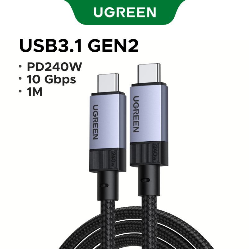 UGREEN USB3.1 Gen2 10Gbps 1M Bulit in E-Marker Chip USB-C to USB-C 240W ...