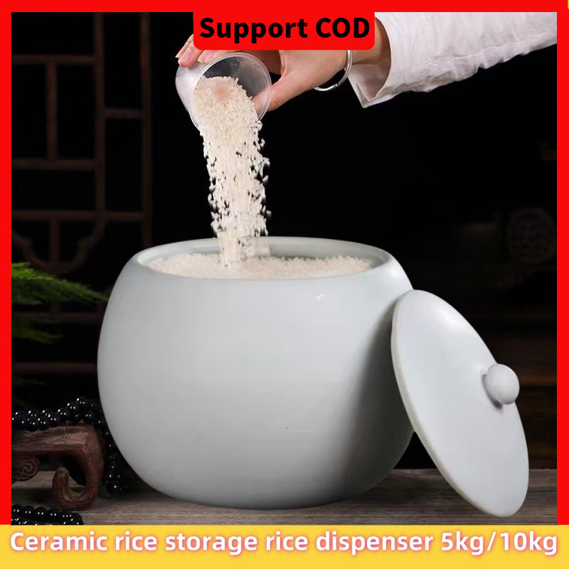 ceramic rice storage container clay pot sealed jar with lid rice box ...