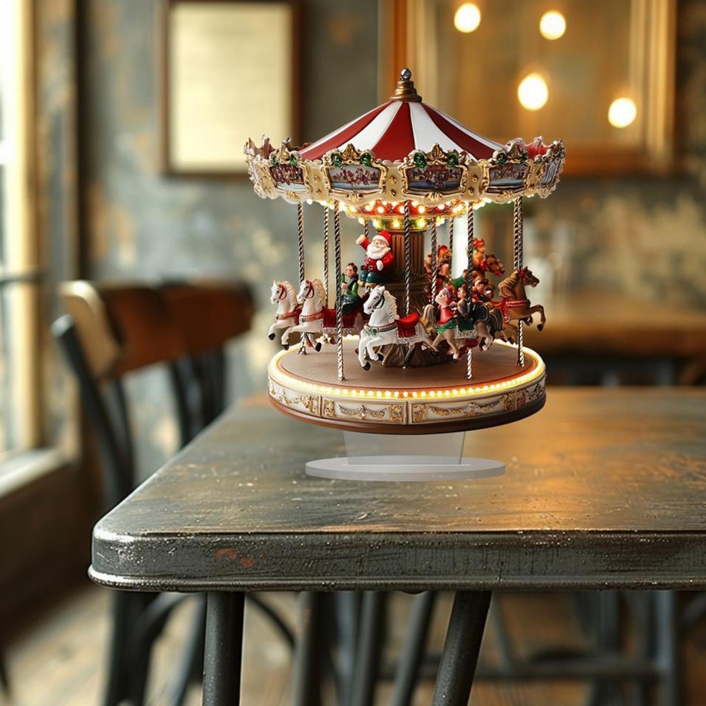 Christmas Village Carousel 2d Traditional Carousel Christmas Decoration ...