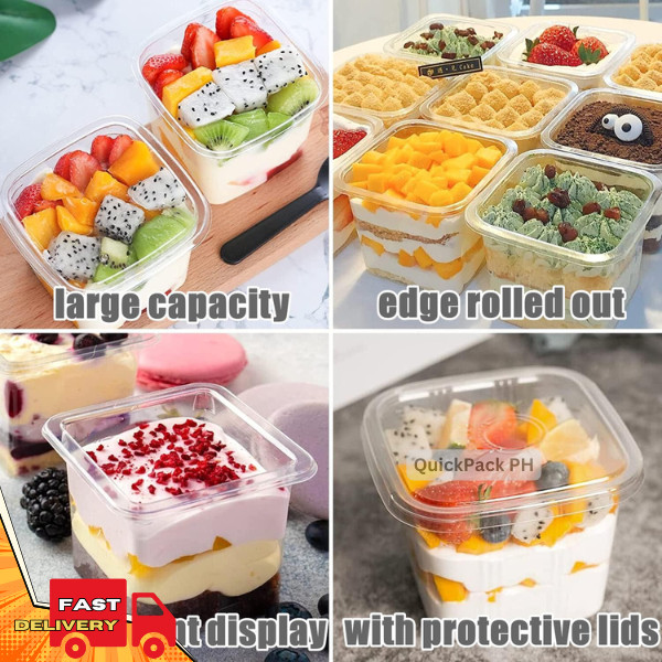 50pcs Disposable Mousse Desert cup with Lid, Clear Plastic Cups, Cake Cup QuickPack PH | Shopee ...