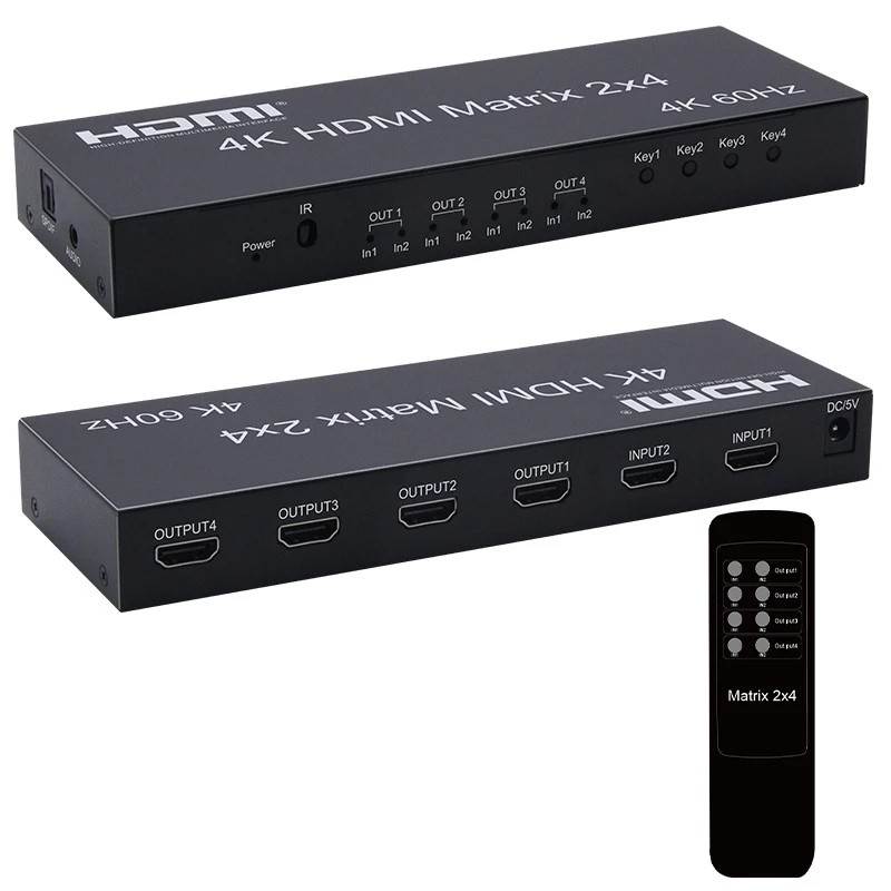 4K 60Hz HDMI Matrix 2x4 HDMI Matrix Switcher 2 in 4 out HDMI Splitter ...