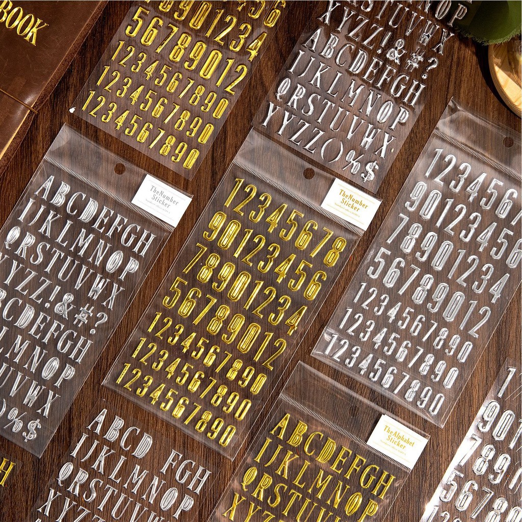 Gold Silver Foil Stamped Alphabet And Number Stickers For Crafts Art ...