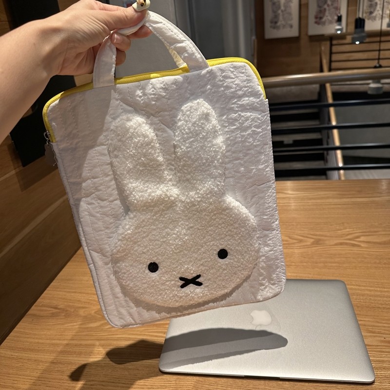 Cute Cartoon Quilted Cotton Plush Miffy Rabbit Tablet Bag 37/40cm Liner ...