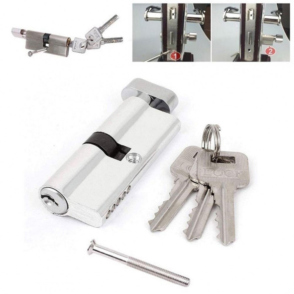 High Security UPVC Door Lock Thumb Turn Cylinder Silver Tone 3 Keys for ...