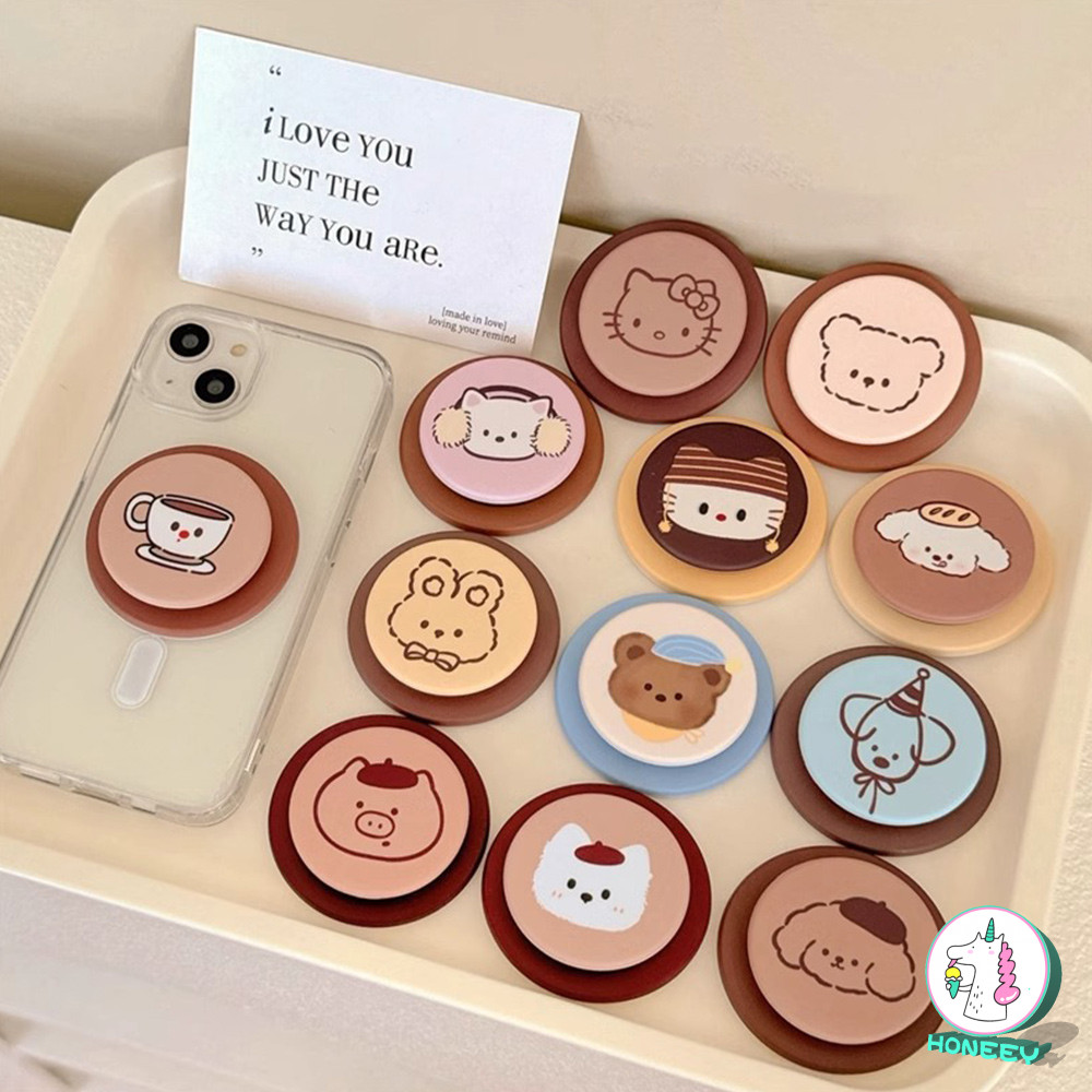 Cute Cartoon Puppy Bear Animal Magnetic Phone Grip Tok for iPhone ...