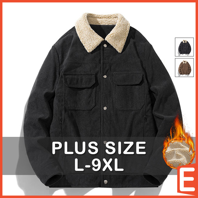 [L-9XL] Plus Size Corduroy Jacket Men Warm Turn-down Collar Long Sleeve ...