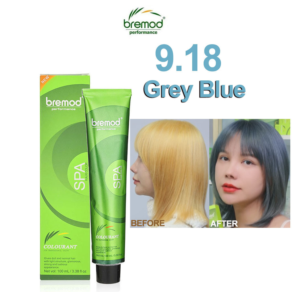 Bremod Hair Color Grey Blue 9.18 with Oxidizer 100ml Superplex 10ml ...