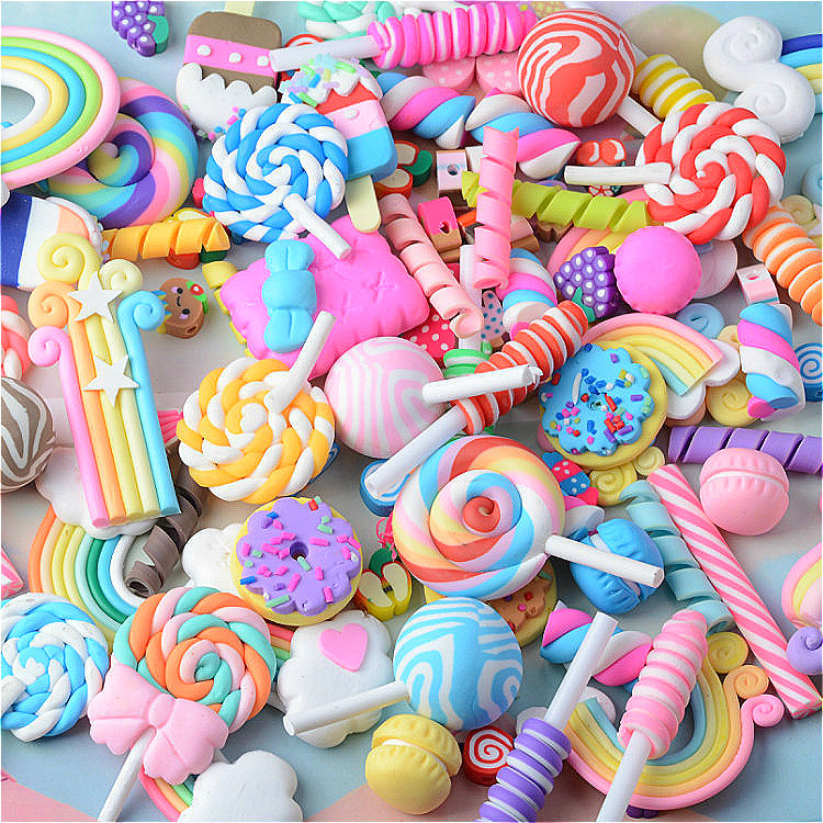 30pcs Random Candy Slime Charms Cute Set Mixed Resin Sweets Flatback ...
