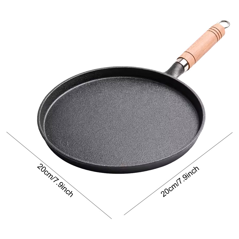 Cast Iron Frying Pan Uncoated Non Stick Flat Bottomed Pan Omelet Steak ...