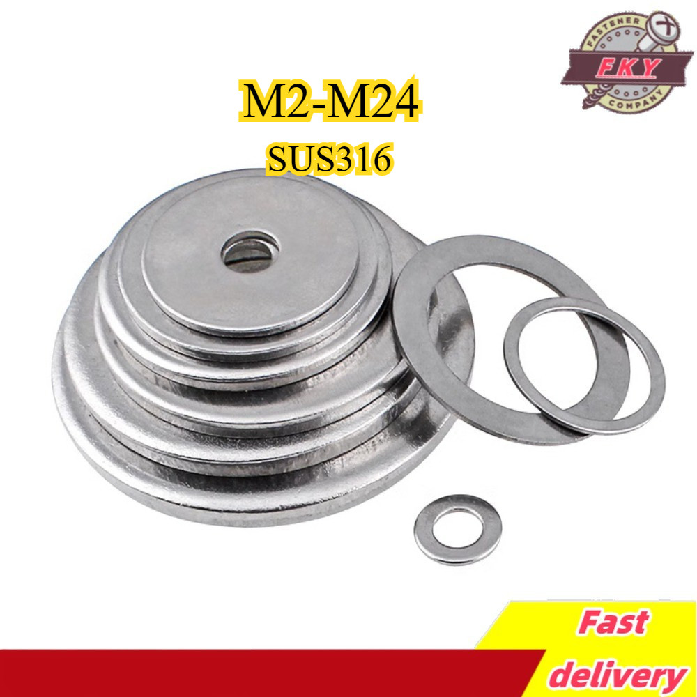 316 Stainless Flat Washer | SUS Plain Washer FW M2M3M4M5M6M8M10-M24 ...