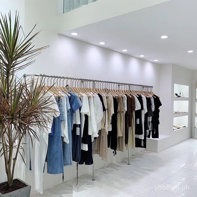 Simple Silver Clothing Display Wall Shelf Floor-Standing High-Profile ...