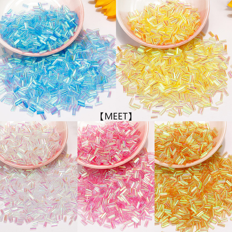 [MEET] 2 * 6mm Phantom Color Small Tube Beads AB Color-Plated Hose ...