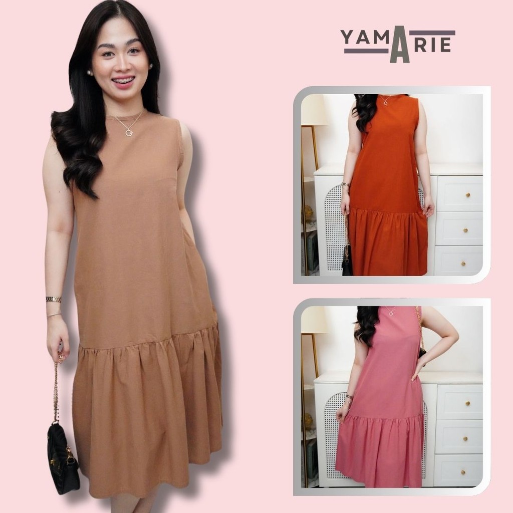 Yamari.Ph Casual Sleeveless Linen Maxi Dress | MARY | Shopee Philippines