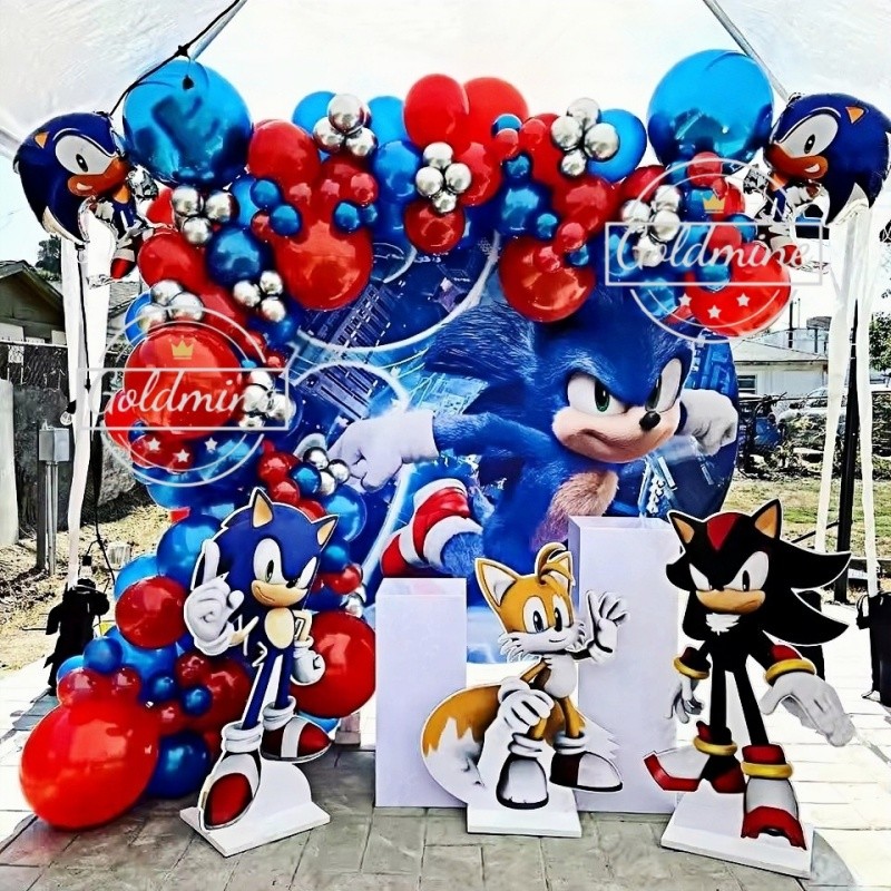 Sonic Themed Party Balloon Arch Kit The Hedgehog Blue Red Latex Boy ...