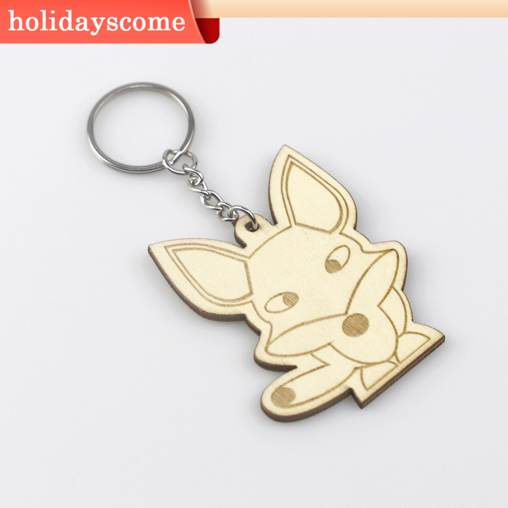 Pack of 20 Cartoons Wooden Keychain Animal Fox Key Pendant Blanks Wood ...