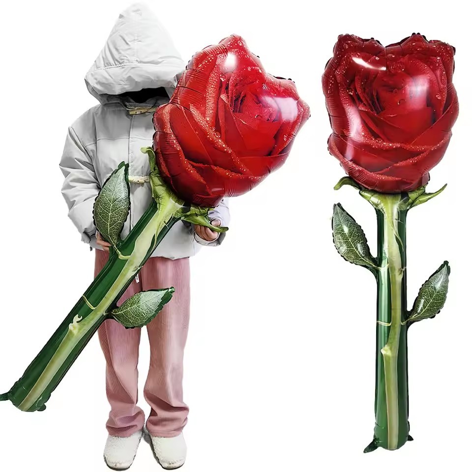 132cm Giant Rose Foil Balloons Rose Shaped Balloons,Red Rose Flower ...