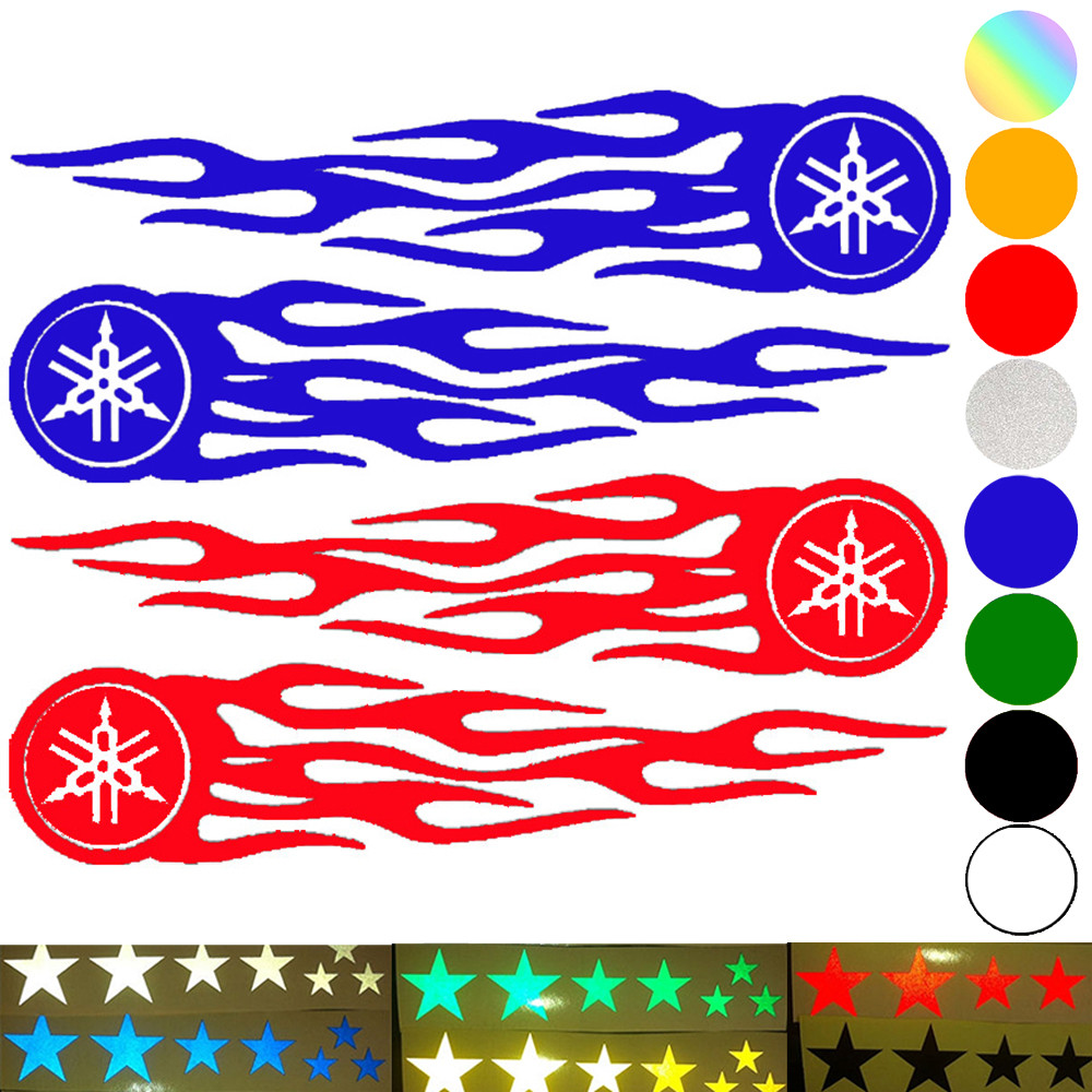 2pcs YAMAHA Flame Stripes Eight Colors Laser Reflective Warning ...