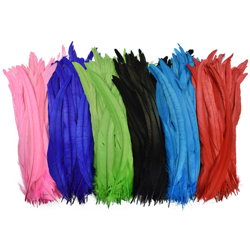 50Pcs/Lot Colored Rooster Feathers for Crafts 25-30CM 10-12inch Black ...