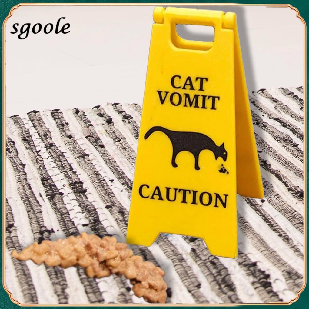 ABS Cat Warning Sign Decoration Adorable Cat Must-Have Sign Cat Vomit ...