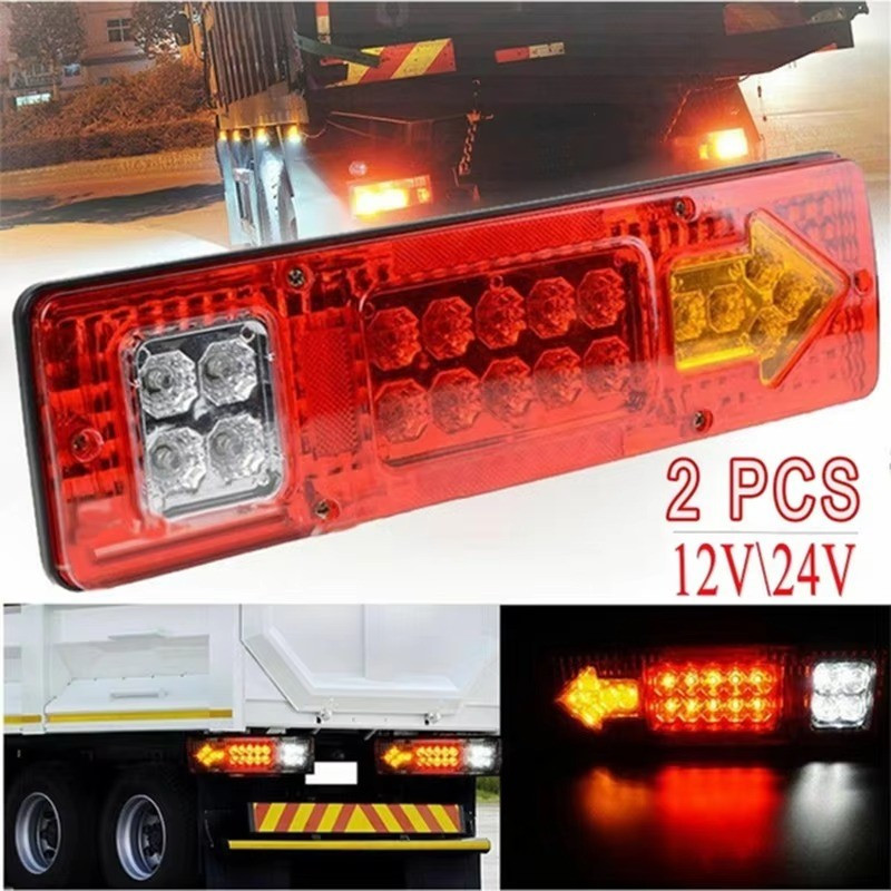 2Pcs 12V/24V Car Trailer Trucks Tail Lights Car LED Rear Tail Light ...