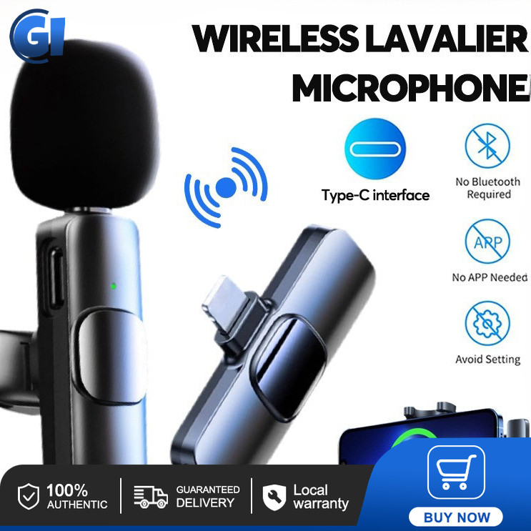 Wireless Lavalier Microphone for Phone Vlogging Cellphone Portable ...