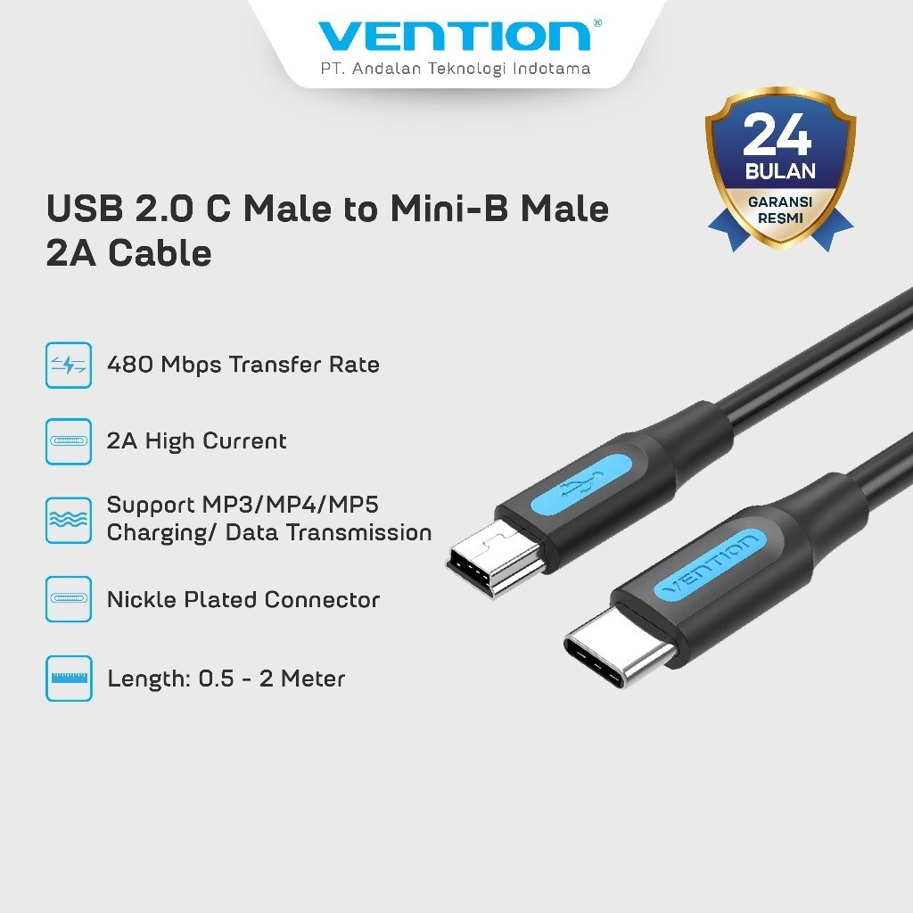 Vention USB Type C To Mini-B Data Cable USB 5 Pin Male 2A Charging Data ...