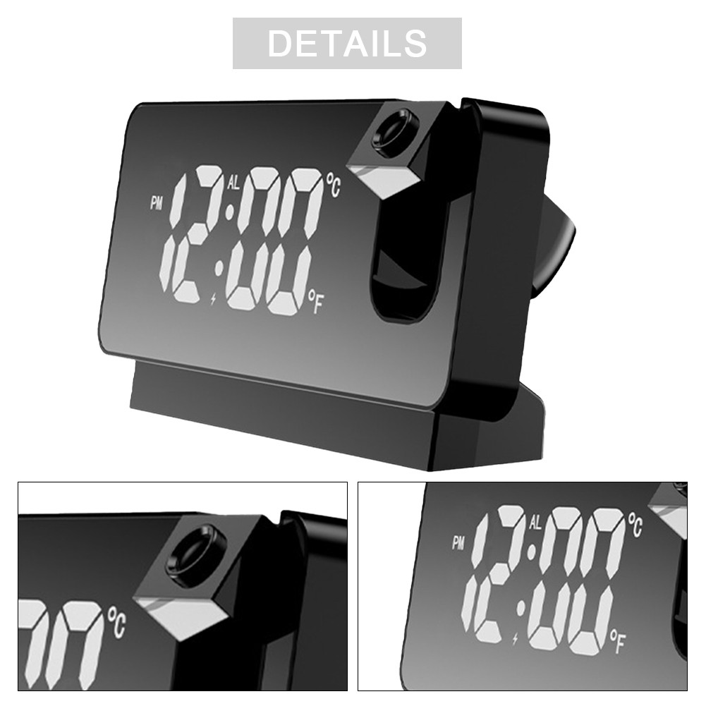 Digital Projection Alarm Clock Multifunctional Mirror Surface Alarm ...