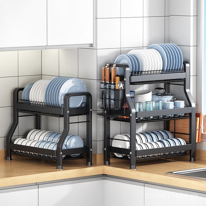Kitchen Cabinet Bowl and Chopsticks Storage Rack Bowl Plate Draining ...