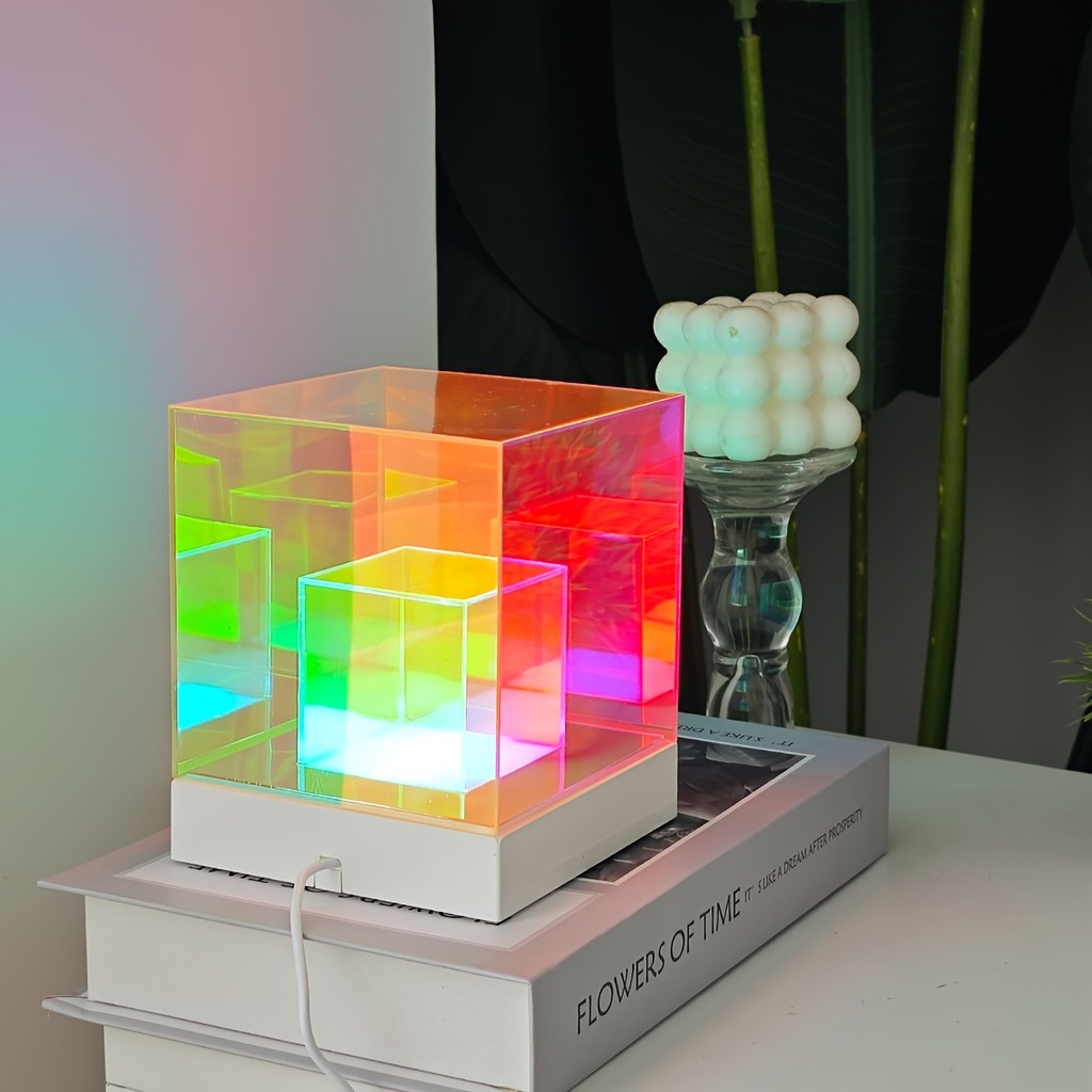 USB Powered RGB LED Modern Geometric Infinity Cube Table Lamp by ...