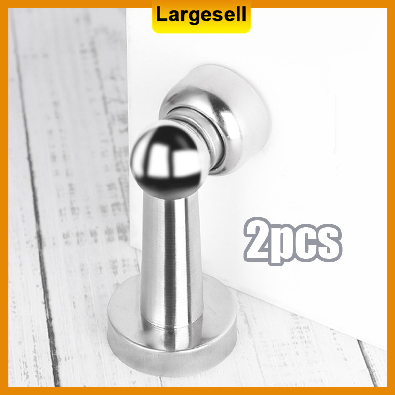 2Pcs Stainless Steel Door Stopper Wall Floor Mount Magnetic Door ...