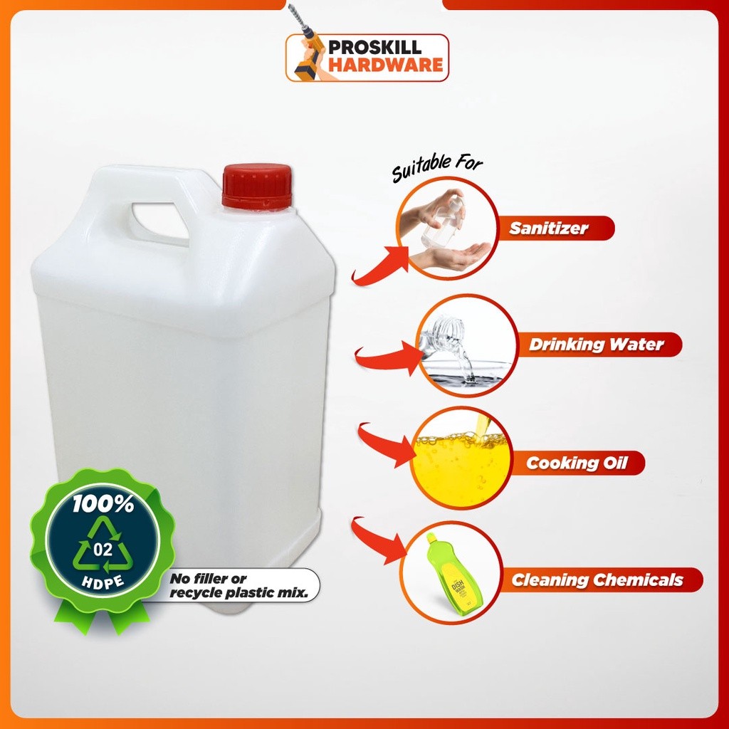 PROSKILL HARDWARE NEW 5L HDPE Bottle Tong Air Jerry Can Jerry Can Bottle 5 Litre Container untuk ...