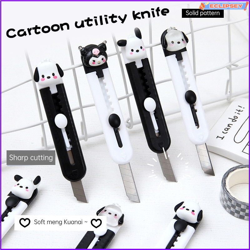 【☀️ES】Cartoon Cute Black White Dog Utility Cutter Mini Cutter Student ...