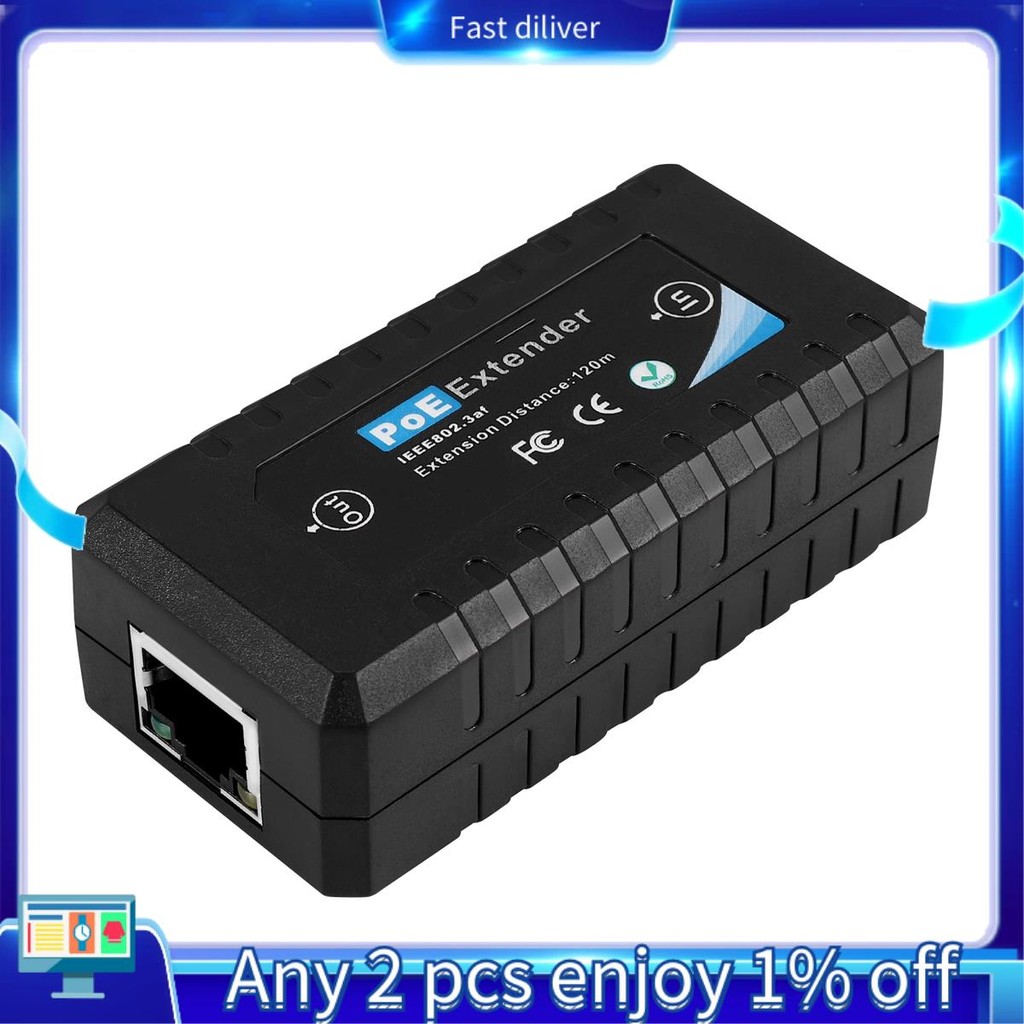 1 Port POE Extender 10/100Mbps with IEEE 802.3Af Standard Input ...