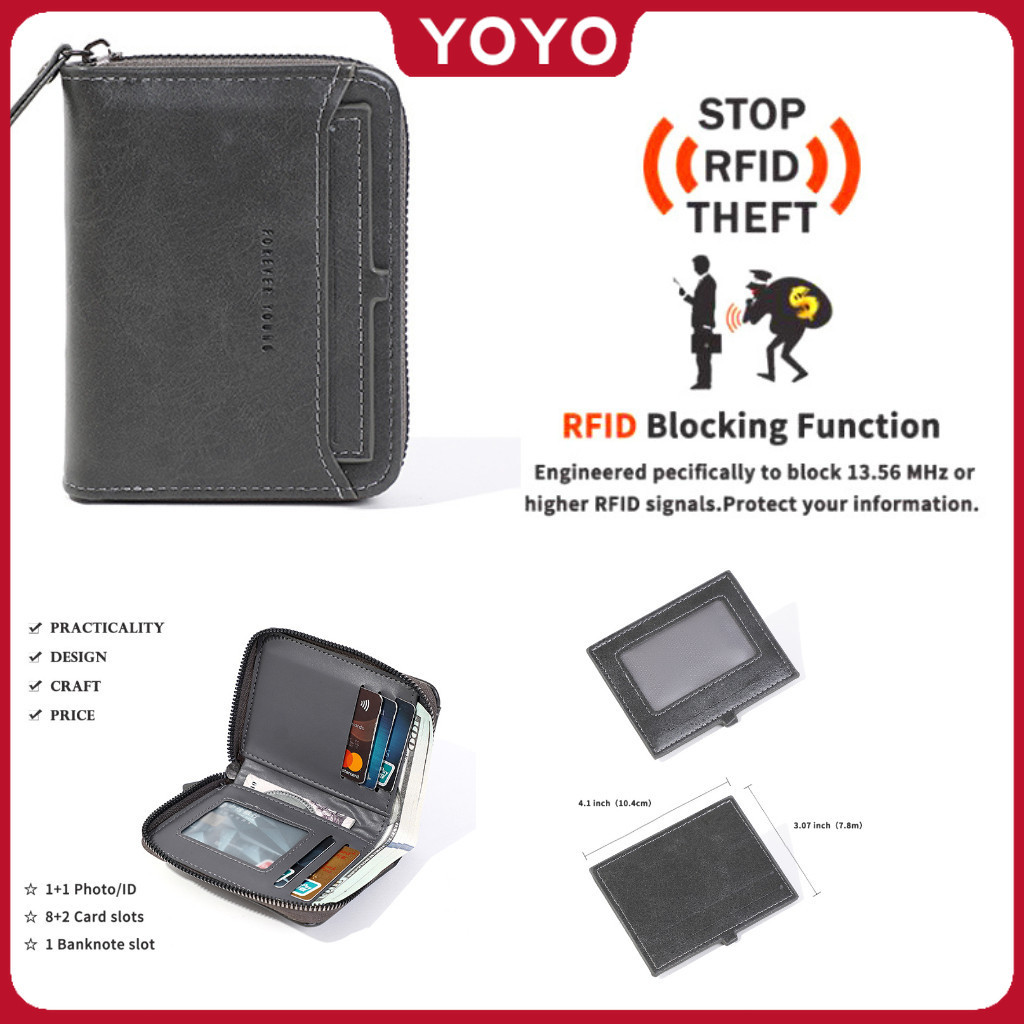 YoYo #6188 Unisex Short Wallet Top Quality Leather Multi Function Card ...