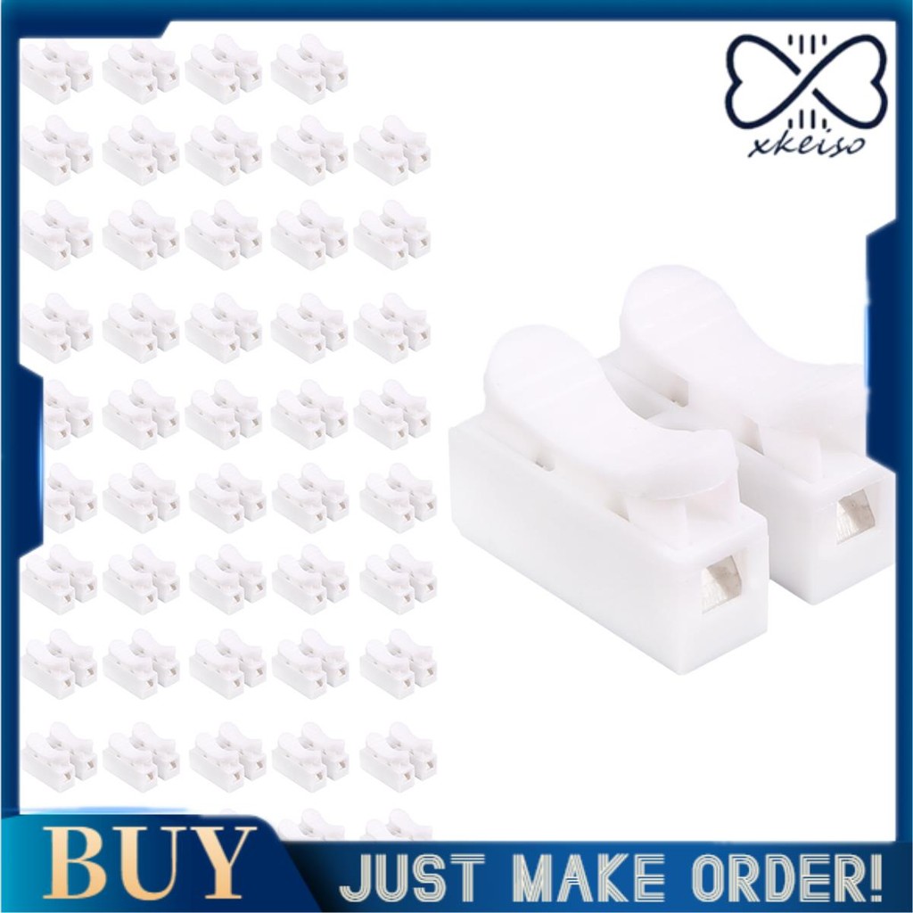 50PCS CH2 Spring Quick Wire Connector Cable Clamp Terminal Block ...