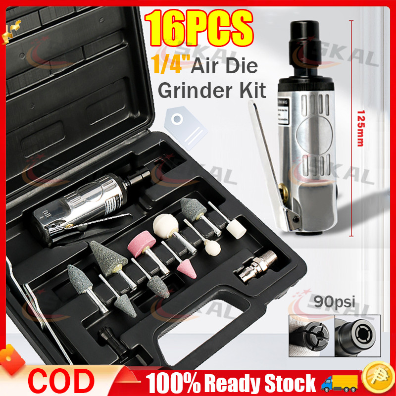 16PCS 1/4" Air Die Grinder Kit Set Car Air Compressor 90psi Grinder ...