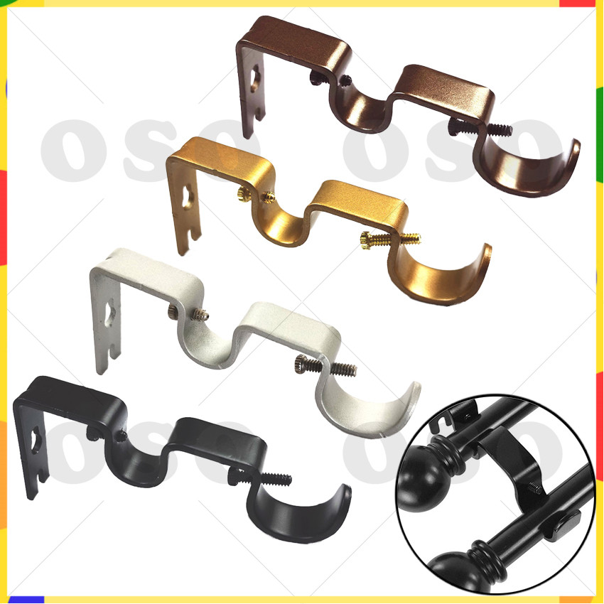 3PCs/Set Metal Curtain Rod Brackets Double Rod Holders Heavy Duty ...