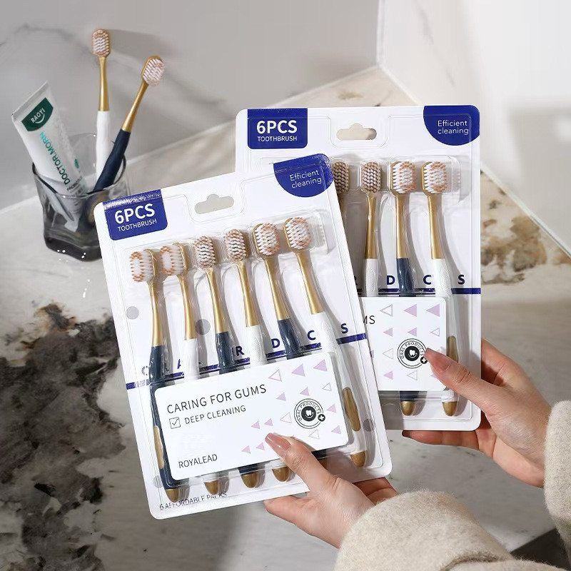 6PCS Soft Toothbrush Family Pack Deep Cleaning Anti-Bleeding Wide Head ...