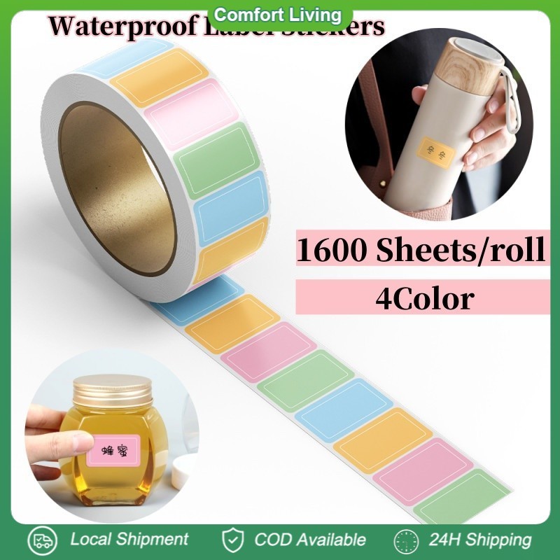 1600 Sheets/Roll Waterproof Colorful Label Stickers Self-adhesive ...
