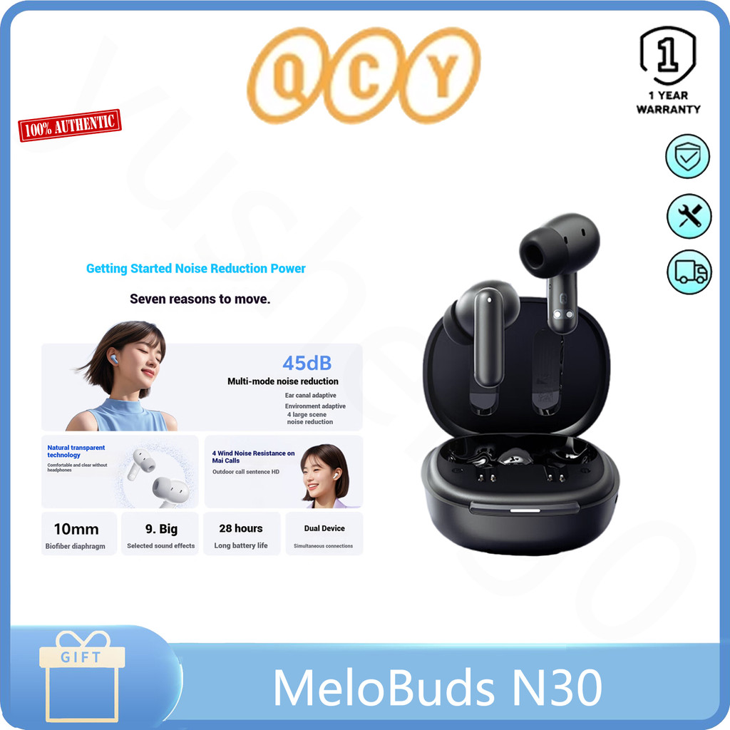 QCY Melobuds N30 True wireless Bluetooth headphones Active noise cancellation Sports headset ...